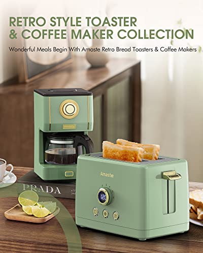 2 Slice Toaster, Retro Bread Toaster with LED Display, Extra Wide Slots Toasters with 6 Bread Shade Settings, Bagel, Cancel, Defrost Function, Stainless Steel with High Lift Lever, Removal Crumb Tray