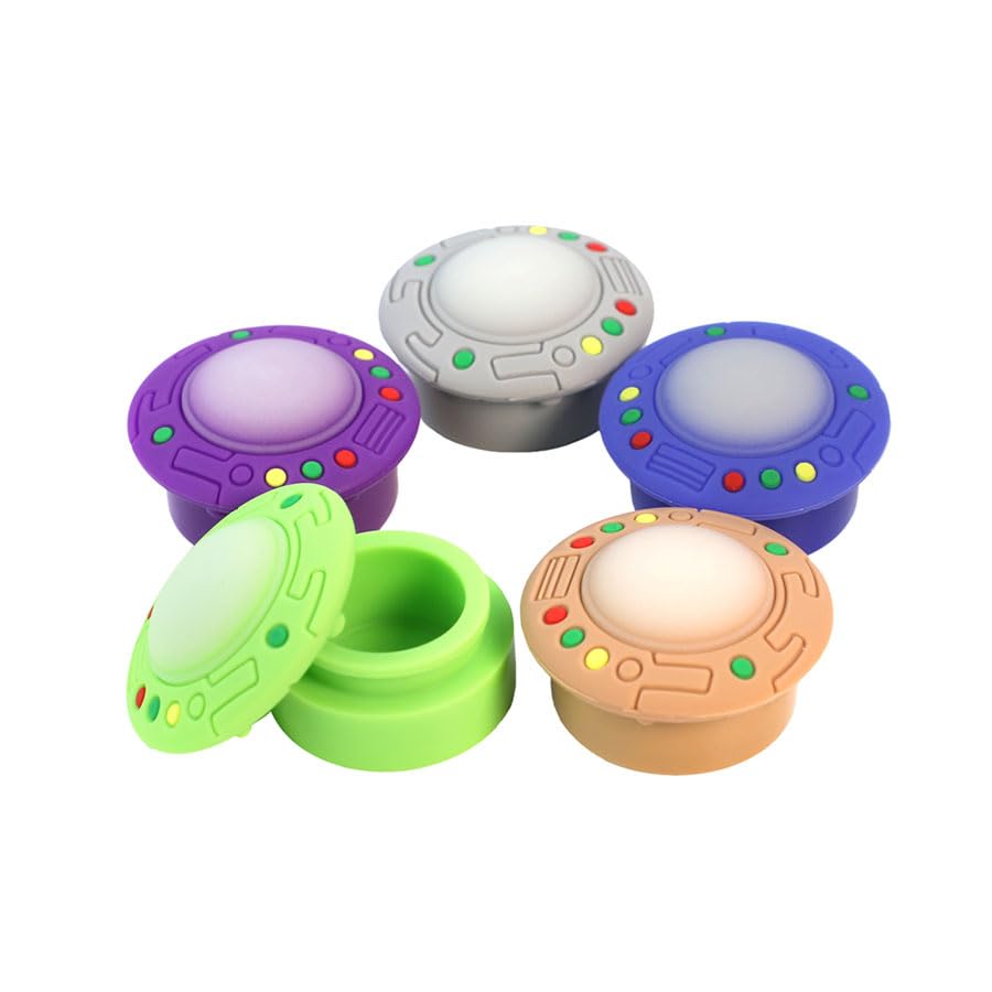 YHSWE UFO Shape, Silicone Wax Container Non-stick Food Grade, 5ml, Suitable For Storing Beeswax and Skin Care Products, Easy To Carry When Traveling (5 pcs)