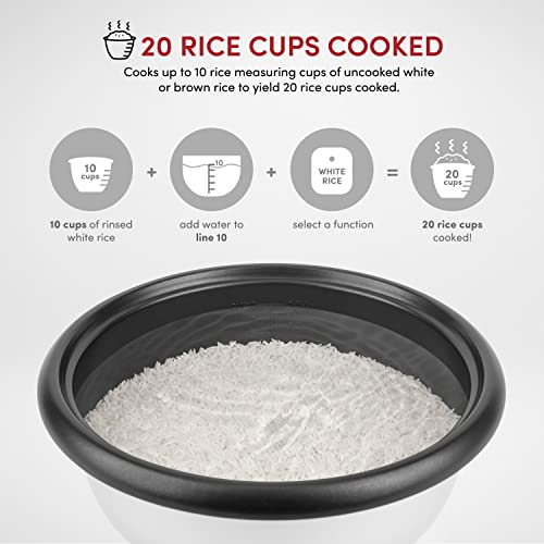 AROMA® 20-Cup (Cooked) Super Pot® Rice & Grain Cooker, Food Steamer & Multicooker with Sauté, Soup, and Spanish Rice Functions, Automatic Keep Warm Mode, Steam Rack Included, Red (ARC-1021DR)