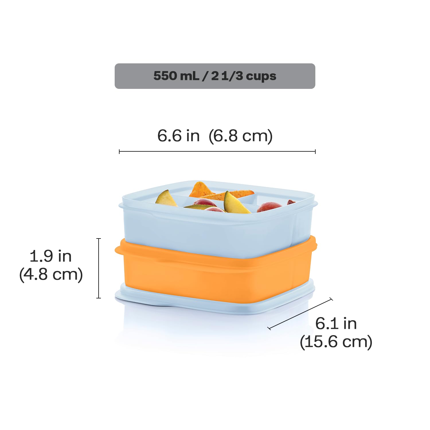 Tupperware Lunch-It Portion & Go Compact 2-Lunch Box Set, Dishwasher Safe and BPA Free (2.3 Cups/550 ml)