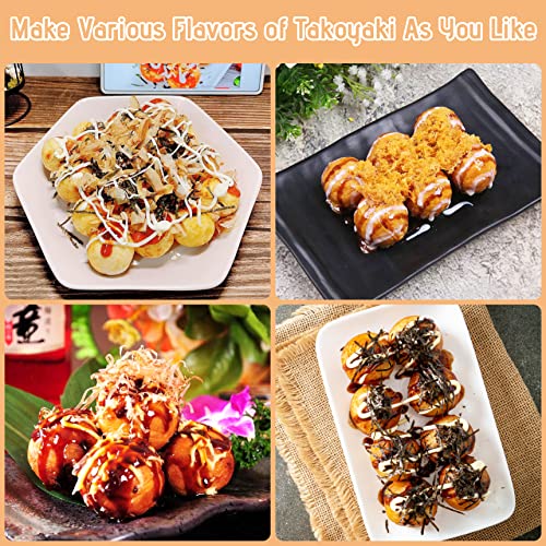 FineMade Takoyaki Maker Pan with Temperature Control, Tools and Recipes, Make 18 Japanese Octopus Balls at once, Easy to Use and Store