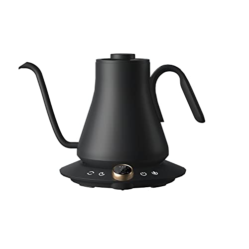 Cocinare Electric Gooseneck Kettle with Temperature Control, Pour Over Coffee & Tea, 1200W 180-sec Quick Boil Time, 600g Ultra Light, 0.9L, Black