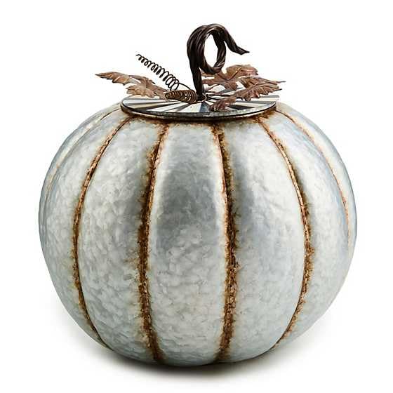 MACKENZIE-CHILDS Porch Decor Metal Pumpkin Container, Halloween Metal Container Home Decor with Lid, Large