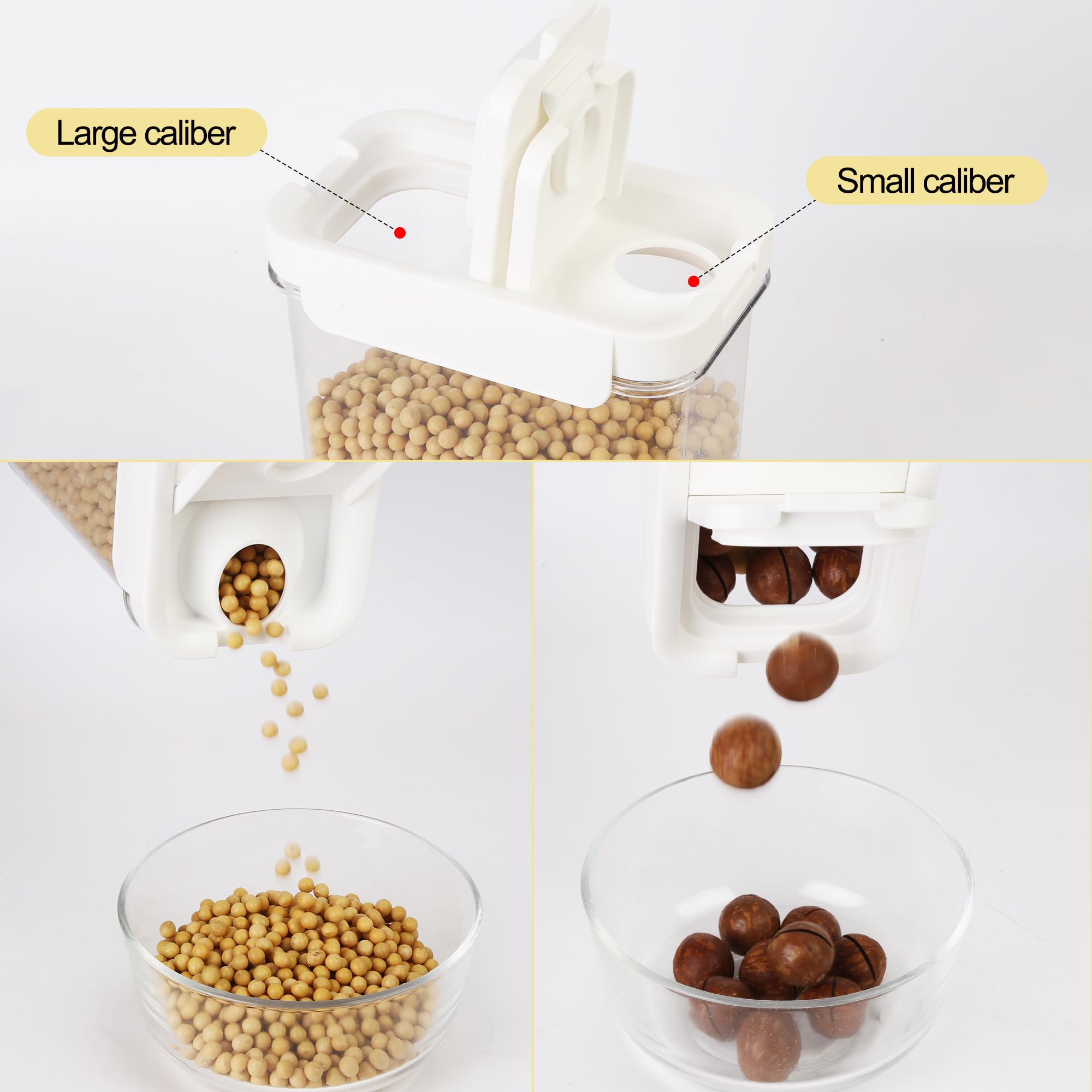 Besmall Food Storage Container with Flip Top Lid for Pouring Airtight Cereal Containers Storage Small Jar with Measuring Cup for Dry Food, Snacks, Dry Fruits,Candy,Cracker,Tea, 2 Pack-1.1L