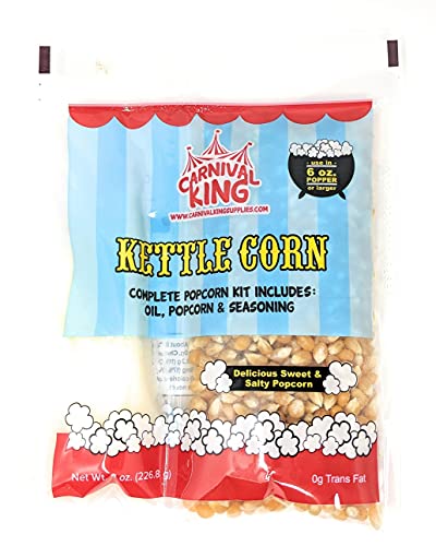 Al In One Kettle Corn Kit for 6 OZ popper or Larger, 4 Pack