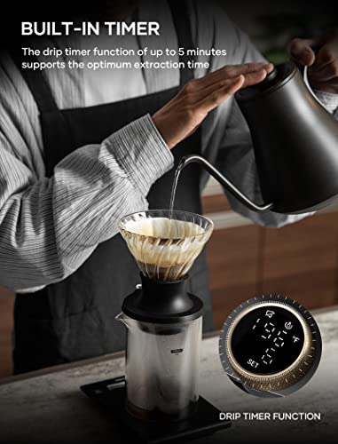 Cocinare Electric Gooseneck Kettle with Temperature Control, Pour Over Coffee & Tea, 1200W 180-sec Quick Boil Time, 600g Ultra Light, 0.9L, Black