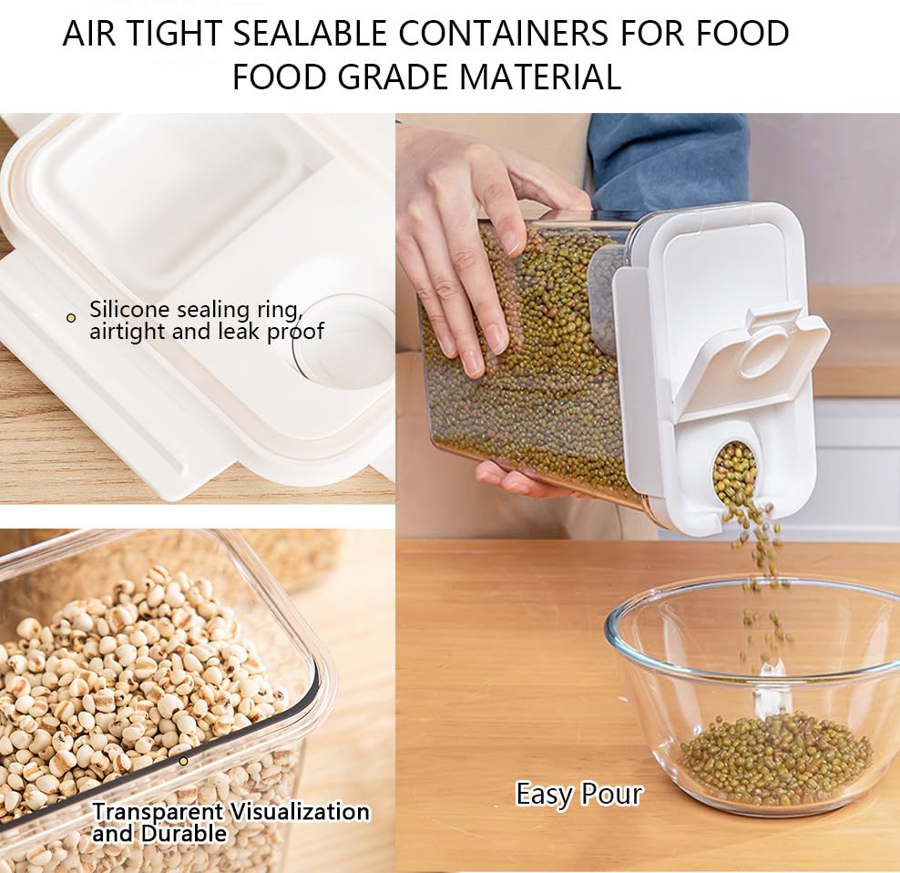 Besmall Food Storage Container with Flip Top Lid for Pouring Airtight Cereal Containers Storage Small Jar with Measuring Cup for Dry Food, Snacks, Dry Fruits,Candy,Cracker,Tea, 2 Pack-1.1L