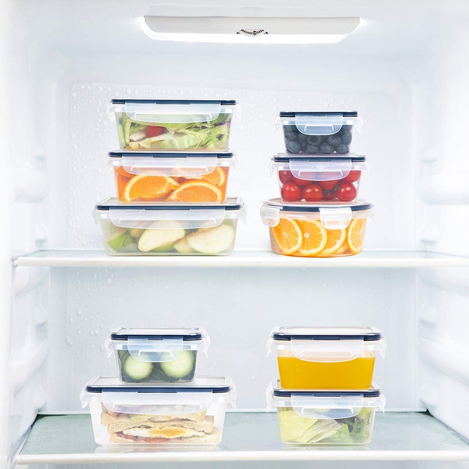 HIUZAR 40 Pcs Food Storage Containers Set with Snap Lids（20 Lids+20 Containers）, Plastic Leak-Proof Containers for Kitchen Organization, BPA-Free Containers Food Meal Prep with Free Labels&Marker
