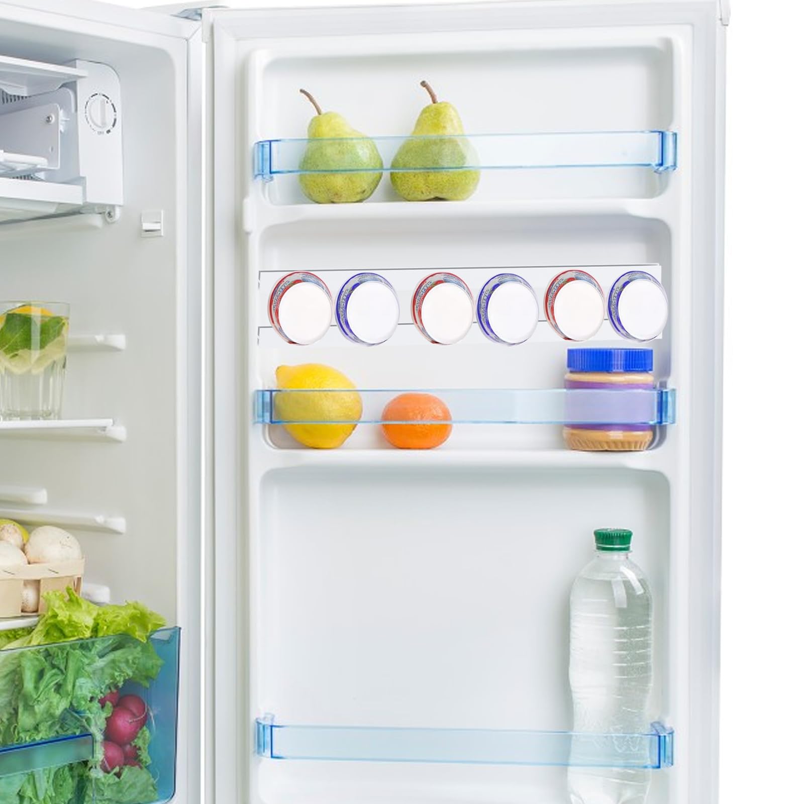 QoTang 8 PCS 25 Capacity Yogurt Organizer for Fridge, Yogurt Storage for Refrigerator, Yogurt Holder with Adhesive Tapes Yogurt Container for 3.75 Inch Yogurt, 15inch