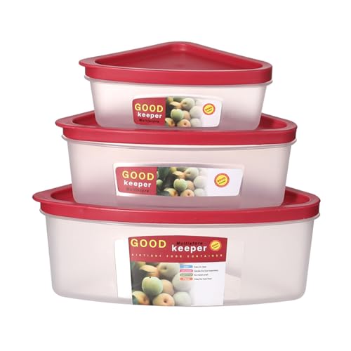 Mitoydoe Crisper Box Set 3-Piece Set of Crisper Boxes Reusable Triangle Shape Food Storage Containers for Refrigerator Microwave Travel 3pcs