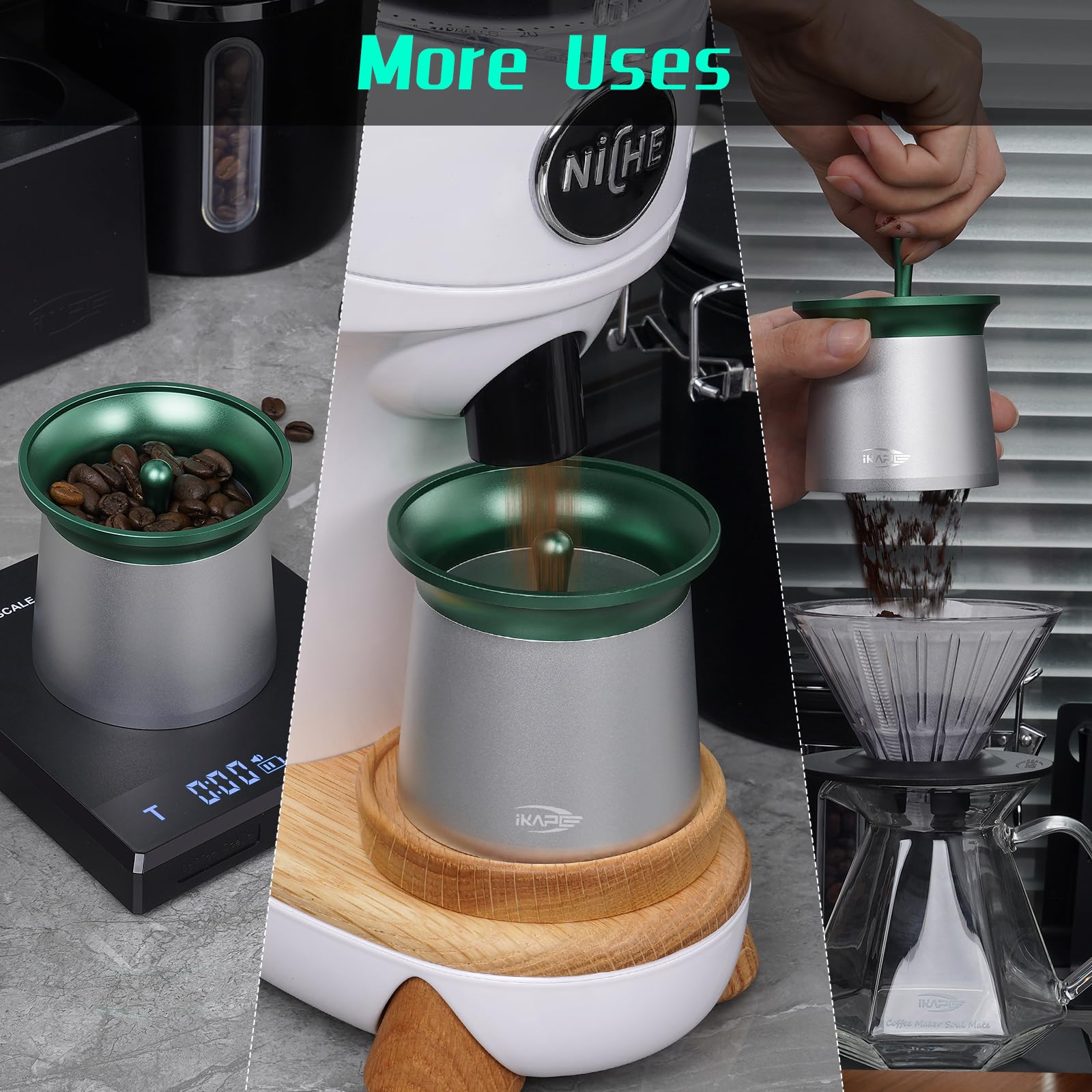 IKAPE 58mm Espresso Powder Receiver Cup, Coffee Powder Receiver Container, Suitable for 58mm Portafilters (Silver)