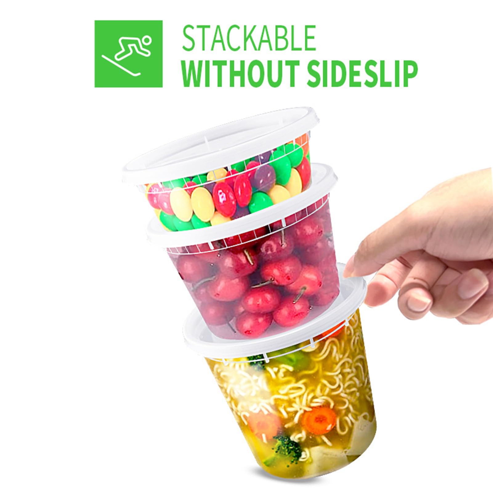 ulafbwur Deli Containers with Lids, 50-Pack Heavy-Duty Stackable Reusable Airtight Plastic Food Storage Container for Meal Prep, Freezer & Microwave Safe (50 Set Combo). L