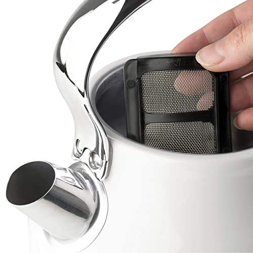 Haden 75012 Heritage 1.7 Liter (7 Cup) Stainless Steel Electric Kettle with Auto Shut-Off and Boil Dry Protection, Ivory