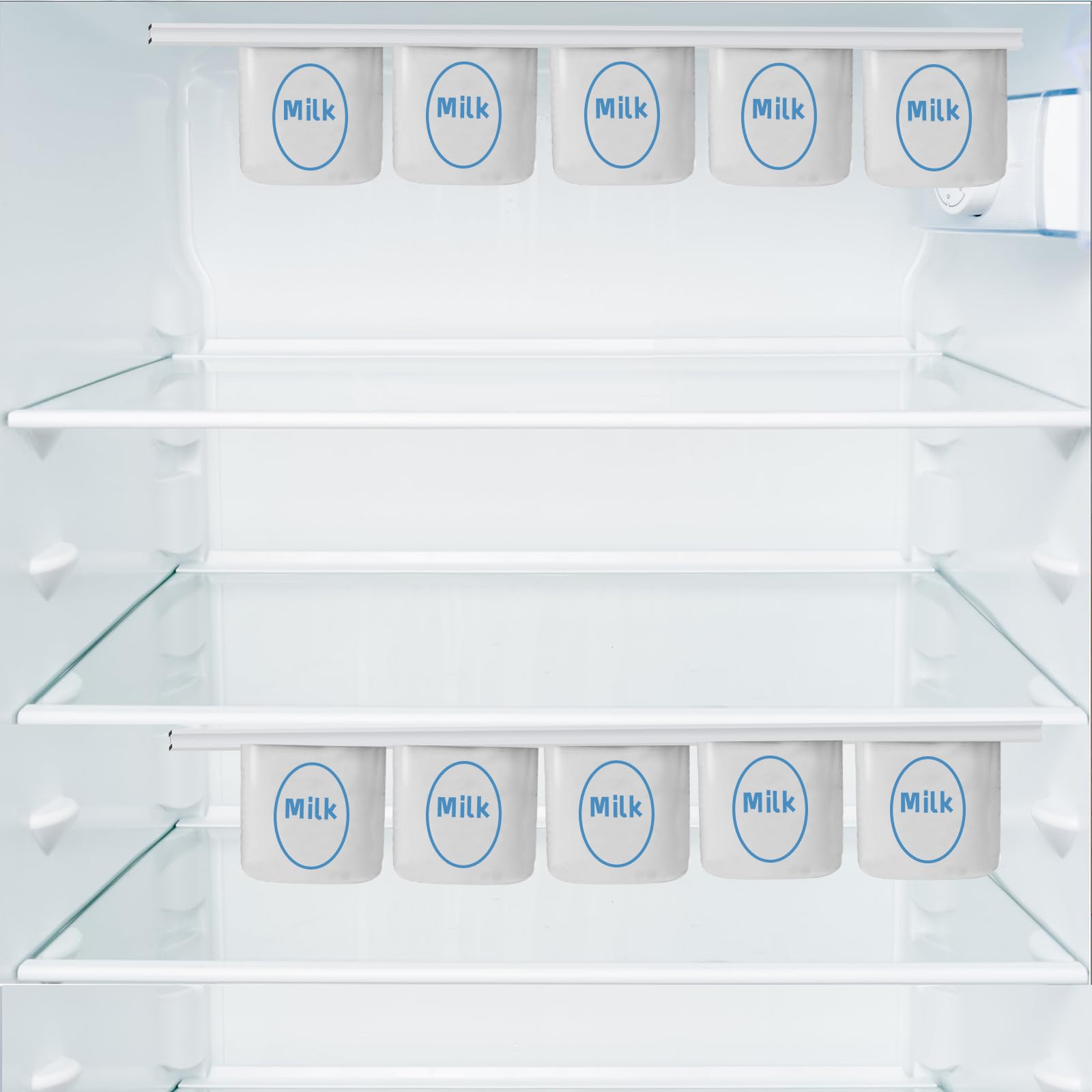 QoTang 8 PCS 25 Capacity Yogurt Organizer for Fridge, Yogurt Storage for Refrigerator, Yogurt Holder with Adhesive Tapes Yogurt Container for 3.75 Inch Yogurt, 15inch