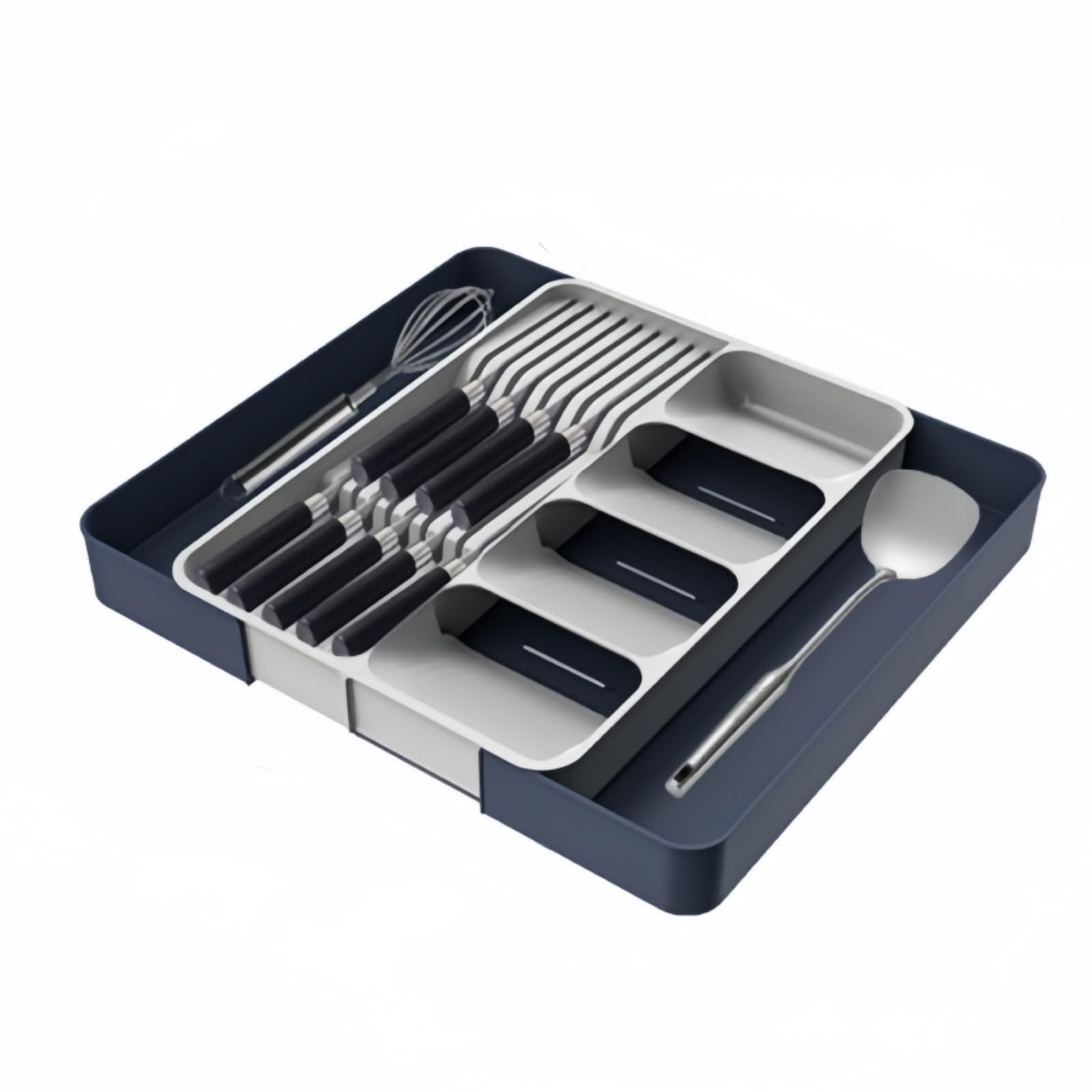 BroWood Utensil Drawer Organizer BPA Free PP Material Flatware Organizers,Expandable Cutlery Drawer Organizer,Adjustable Plastic Silverware Organizer