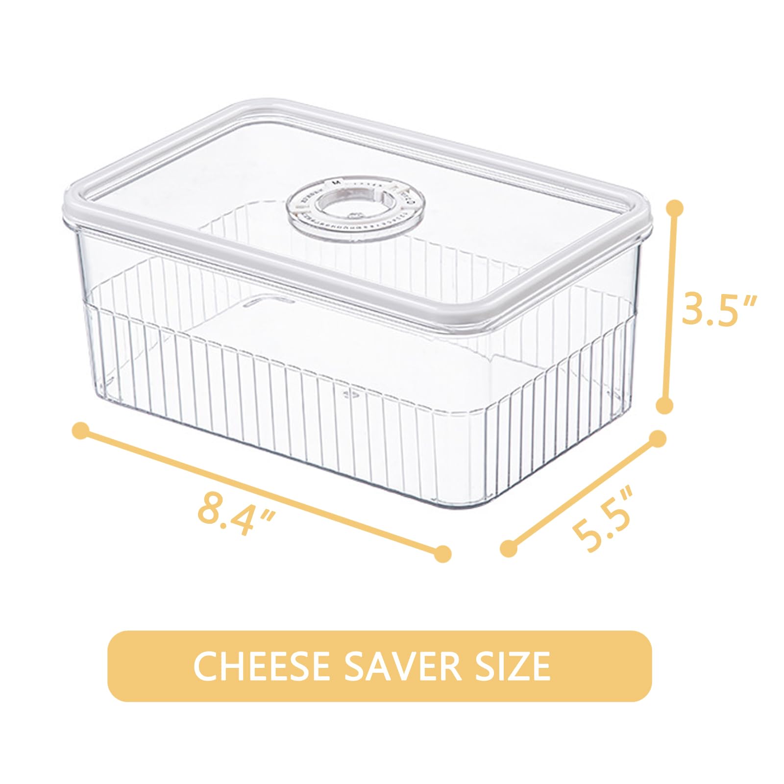 LAMIVEENLA Cheese Container for Refrigerator with Date Dial Sliced Cheese Container for Fridge Cheese Keeper Cream Block Shredded Cheese Storage Box Saver