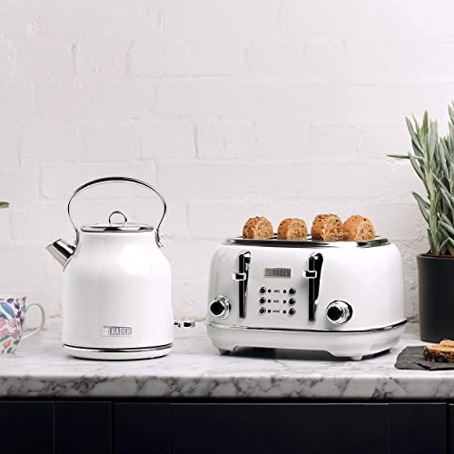 Haden 75012 Heritage 1.7 Liter (7 Cup) Stainless Steel Electric Kettle with Auto Shut-Off and Boil Dry Protection, Ivory