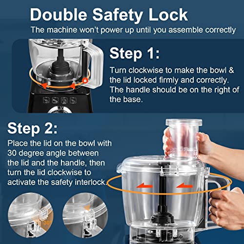 Electric Food Processor, MOSAIC 5 Function Electric Chopper for Chopping, Slicing, Puree, Kneading, Egg White, Vegetable Meat Chopper Slicer with Big Food Chute