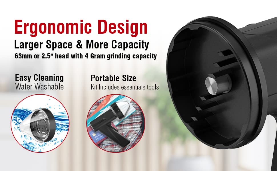 Auto9 2.5" Large Electric Grinder: Auto Spice Grinder with Auto Dispensing, Portable 4g Capacity with Two-Direction Rocker Switch Block Free(Black & Red)