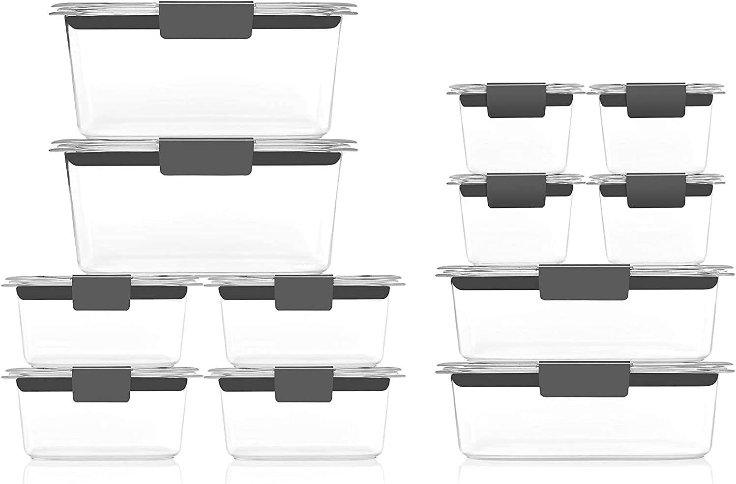 Rubbermaid Brilliance Food Storage Containers Plastic Containers with Lids BPA Free, Leak Proof Food Container, Clear, Two sets of 24 (48 pieces total)