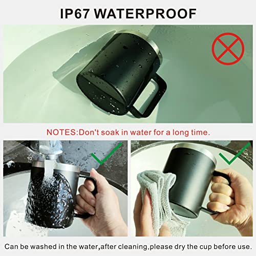 TIGPOW Coffee Cup Warmer with Mug set,Double-layer 18/8 Stainless Steel Heated Mug,Wireless Charging Function,Self Heating Coffee Mug for Office Desks, and Home (Black 12oz)