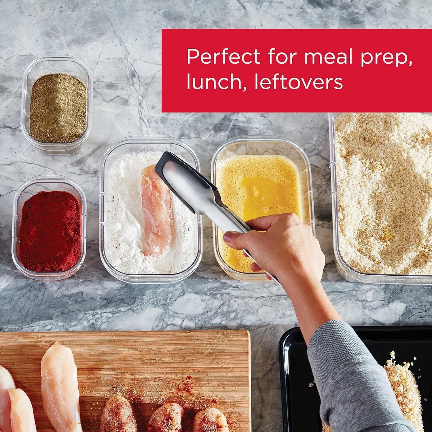 Rubbermaid Brilliance Food Storage Containers Plastic Containers with Lids BPA Free, Leak Proof Food Container, Clear, Two sets of 24 (48 pieces total)