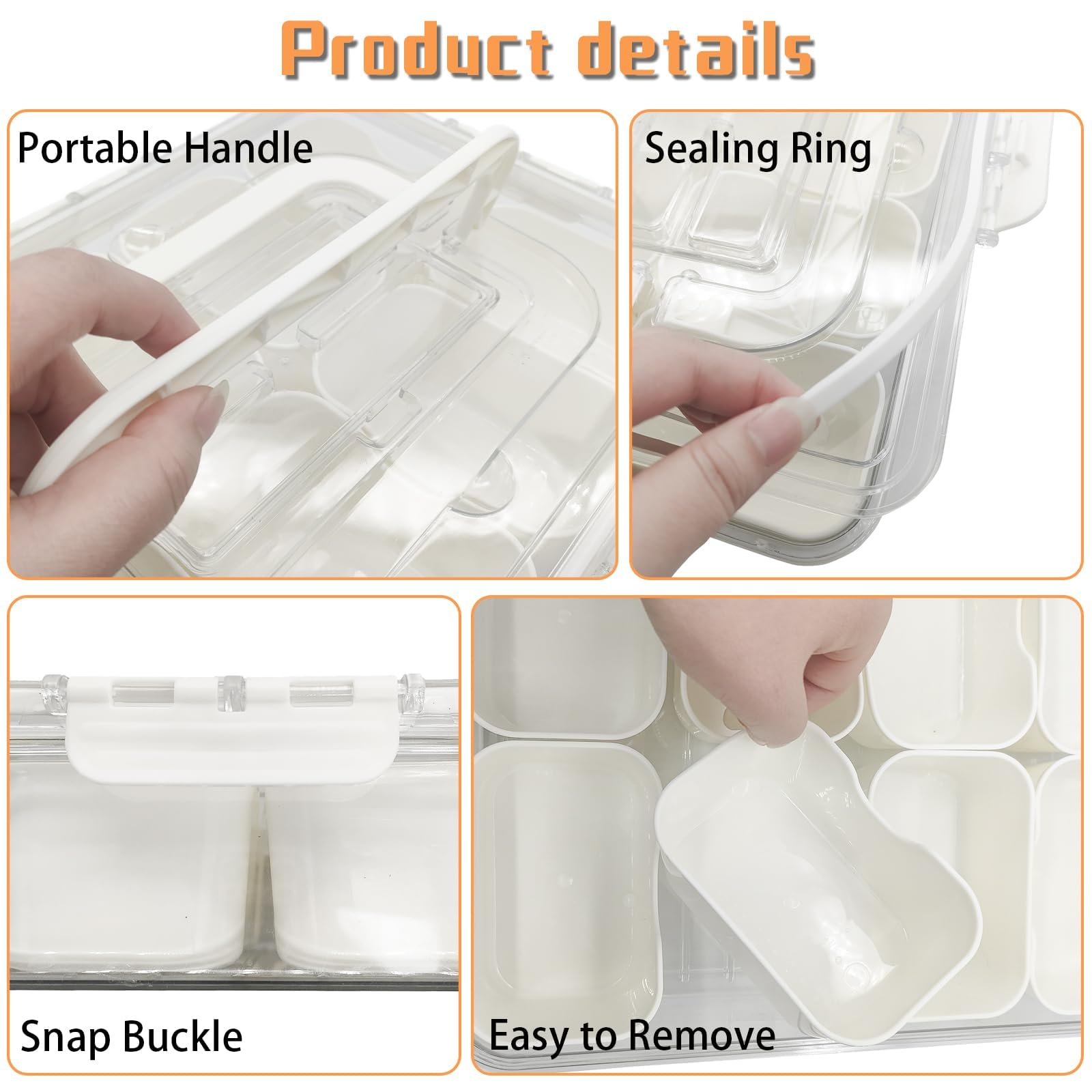 BOYUANSCH 8-Compartment Snackle Box | Portable Divided Food Storage Container & Serving Tray | Travel Snack Container | Great for Parties, Travel & Daily Use