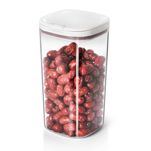 LivLab Mker Airtight Food Storage Containers, BPA Free Plastic Cereal Containers with Lid for Kitchen Pantry Organization, 2.3L / 2 Qt Cereal Dispenser for Grain, Rice, Snacks and Candy,White