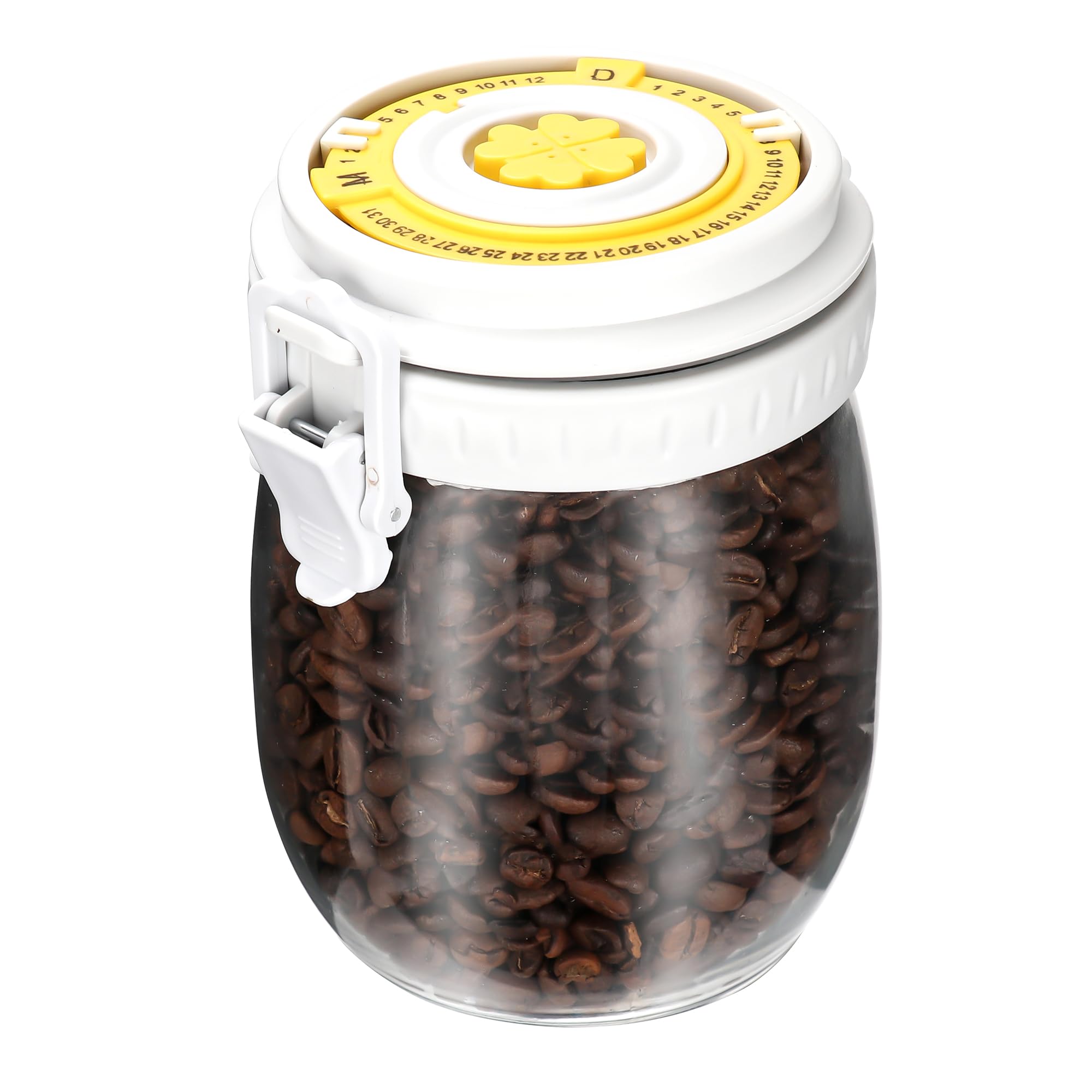 Airtight Glass Coffee Canister,Airtight Glass Jars,Glass Fermentation Jar Pickle Jar,Wide Mouth Jar with One-way Venting Lid for Canning Cereal,Spice,Sugar,Fermenting,Pickling Cucumber,Fluid Ounce 25