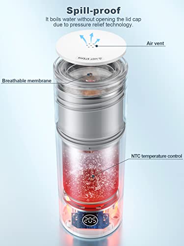 balbali Travel Kettle Electric Small 9 Preset Temp - Portable Kettle for Travel - Mini Hot Water Boiler/Maker/Warmer/Heater for Tea - Small Size One Cup Bottle/Thermos for Boil Water Single/Personal