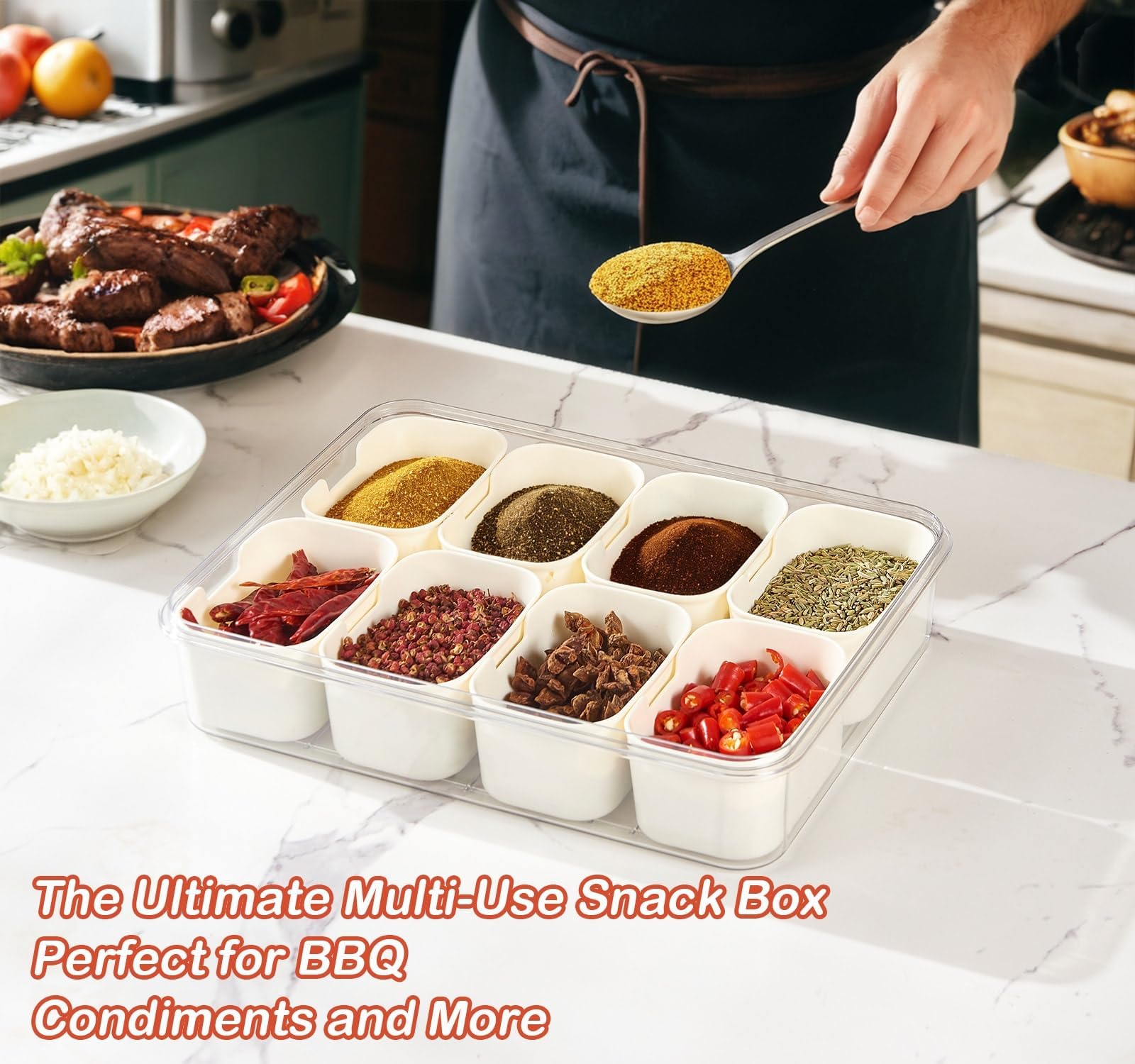Snackle Box Container Divided Serving Tray With Lid Fruit Platters and Trays Charcuterie Boxes Clear Lids Snack Organizer Handles Entertaining Essentials Snacks Party Portable Tackle for Food 2 Pack