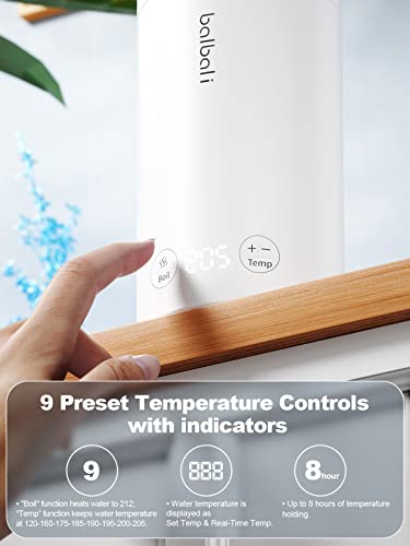 balbali Travel Kettle Electric Small 9 Preset Temp - Portable Kettle for Travel - Mini Hot Water Boiler/Maker/Warmer/Heater for Tea - Small Size One Cup Bottle/Thermos for Boil Water Single/Personal