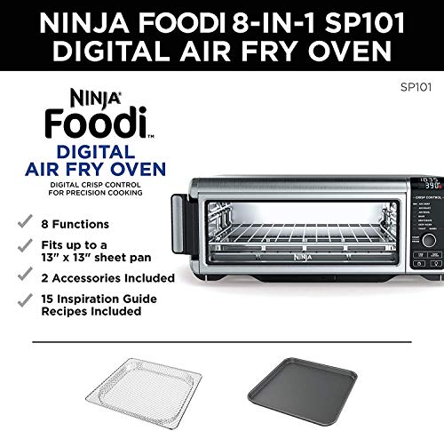 Ninja SP101 Foodi 8-in-1 Air Fry Large Toaster Oven Flip-Away for Storage Dehydrate Keep Warm 1800w XL Capacity (Renewed) BLACK