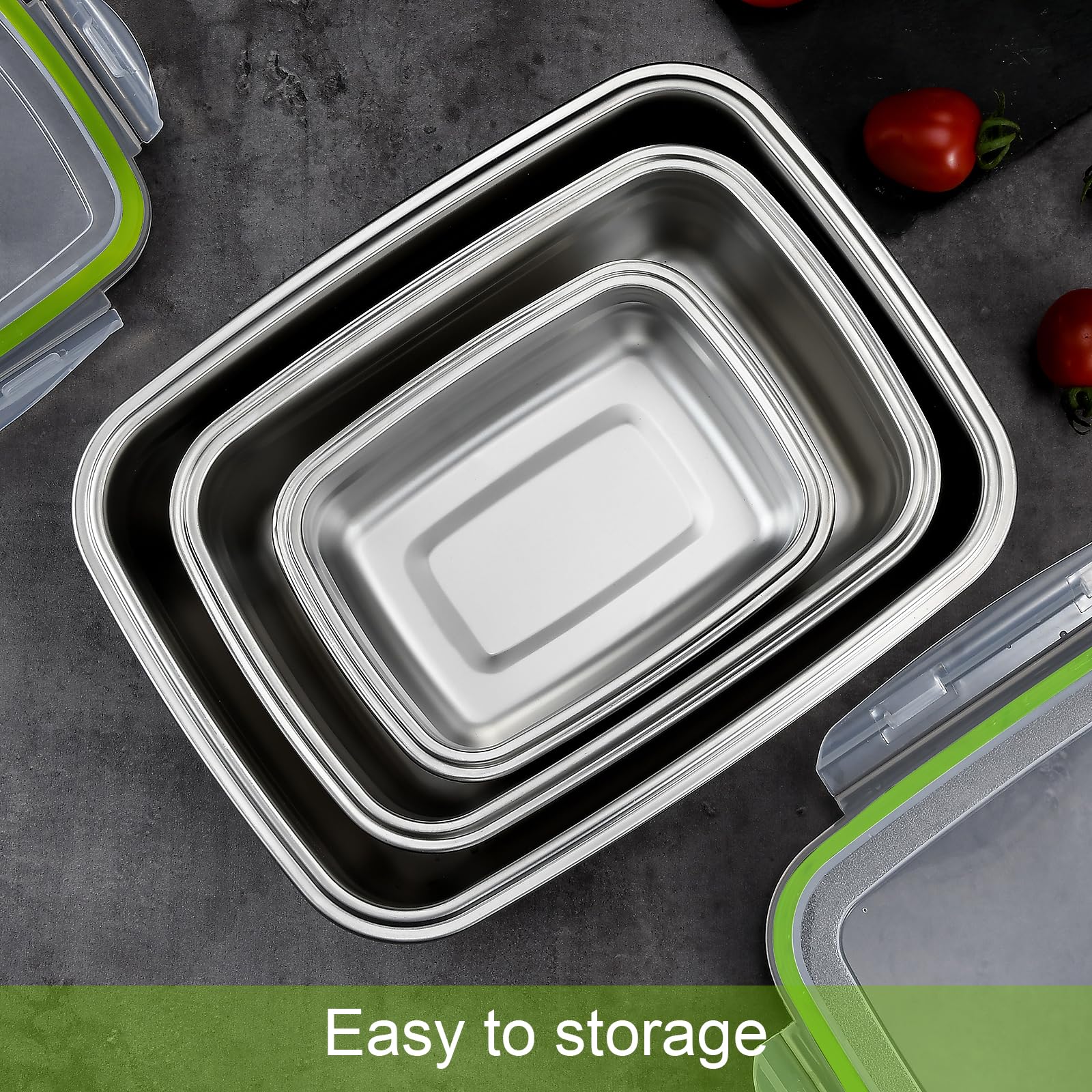 UPTRUST Stainless Stainless Steel Food Storage Containers | Leak Proof & Airtight Lids | Set of 5 Containers BPA Free that are Dishwasher & Freezer Safe, Green