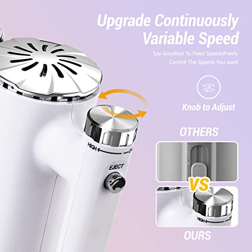 BAIGELONG Hand Mixer Electric, 500W Ultra Power Handheld Mixer with Continuously Variable Speed Control, 5 Stainless Steel Accessories Kitchen Mixer for Baking, Dishwasher Safe, White Silver