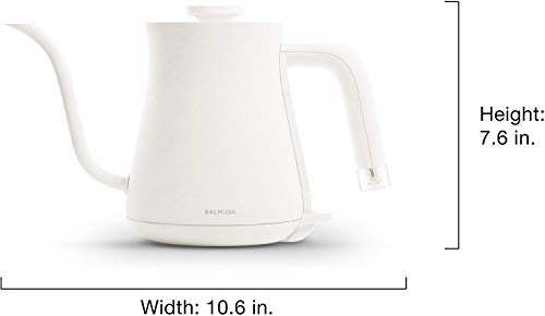 BALMUDA The Kettle | Electric Lightweight Gooseneck Kettle | Stainless Steel | 0.6L (20fl oz) Capacity | Neon Light Indicator | Perfect for Tea and Coffee | K02H-WH | White | US Version
