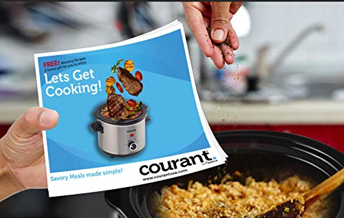 Courant Mini Slow Cooker Crock, with Easy Options 1.6 Quart Dishwasher Safe Pot, Stainless Steel