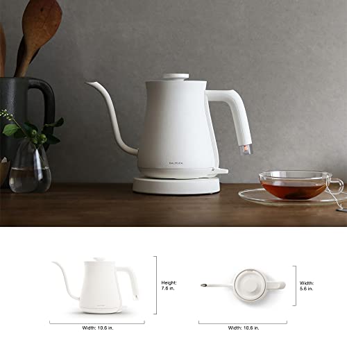 BALMUDA The Kettle | Electric Lightweight Gooseneck Kettle | Stainless Steel | 0.6L (20fl oz) Capacity | Neon Light Indicator | Perfect for Tea and Coffee | K02H-WH | White | US Version