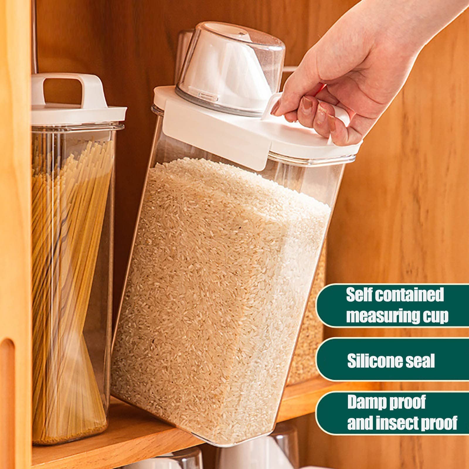 Byworldtasic Plastic Cereal Dispenser Storage Box Kitchen Food Grain Rice Container Nice Cat Food Storage Container Cereal Containers Storage Flour Container Bucket With Lid