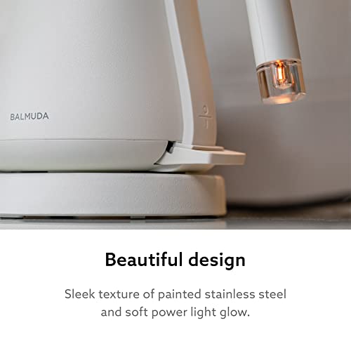 BALMUDA The Kettle | Electric Lightweight Gooseneck Kettle | Stainless Steel | 0.6L (20fl oz) Capacity | Neon Light Indicator | Perfect for Tea and Coffee | K02H-WH | White | US Version
