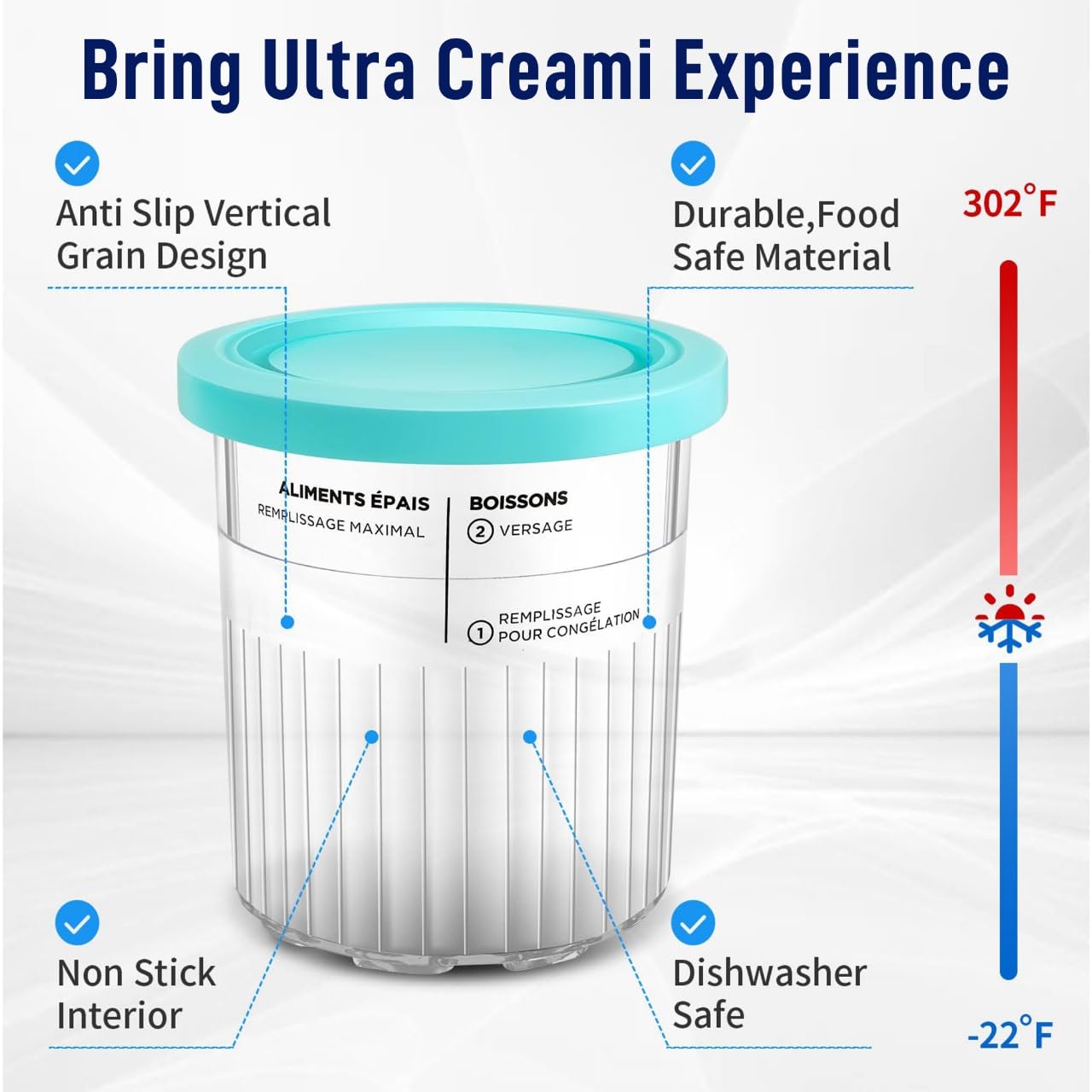 Mellonari Creami Pints for Ninja with Lids, 4 Packs, 24 oz Compatible with NC-500 & NC501, Pink-Yellow-Blue-Green, MNJ-796
