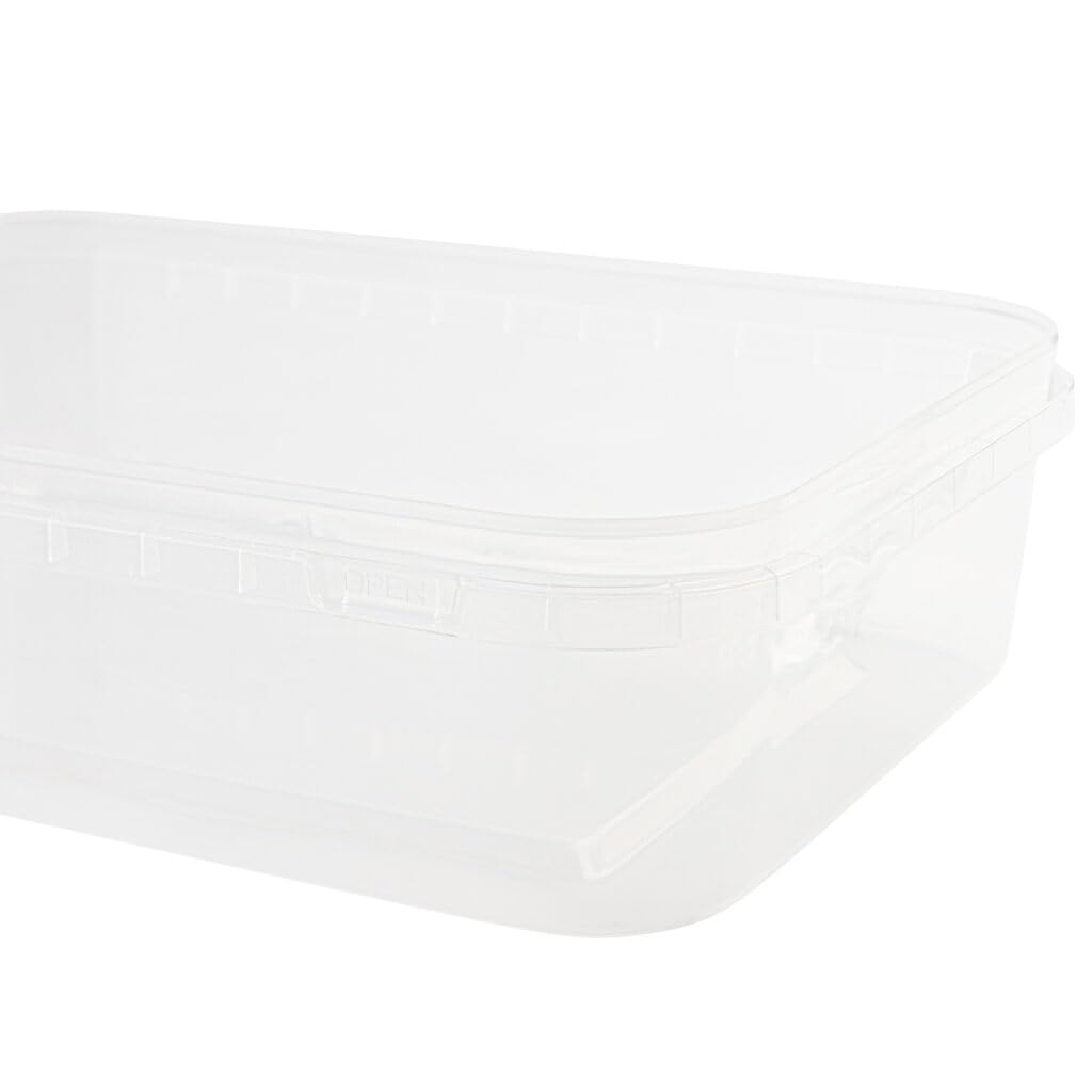 50 oz Rectangular Clear Food Storage Containers with Lids - Stackable, Tamper Proof, BPA Free, Recyclable, Space Saver, Airtight Container, Kitchen Storage, Meal Prep, Take Out, Deli Container (5)