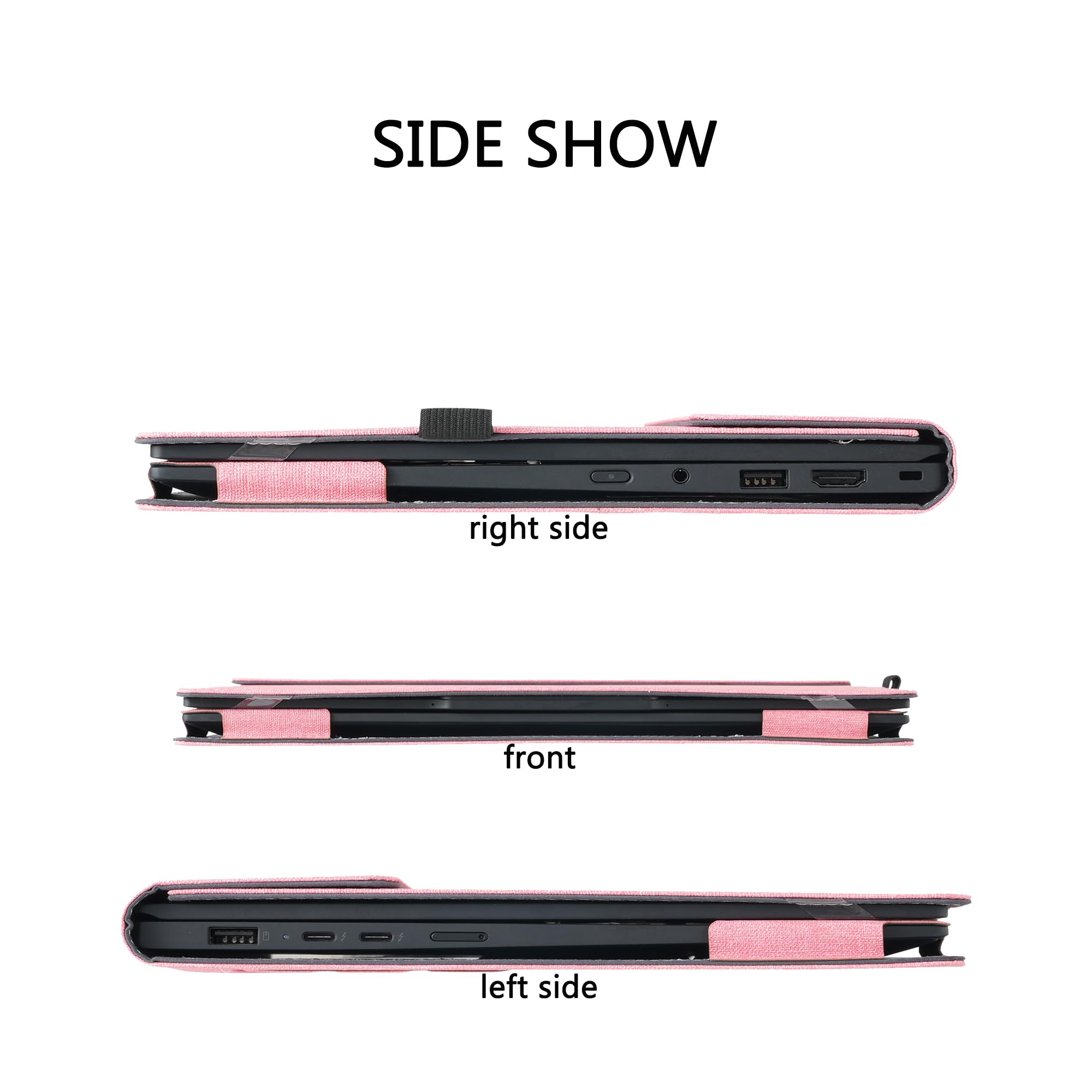 Cover Case for HP Envy x360 2-in-1 Laptop 14-FA 14z-FA & 14-fc 14t-fc &for HP Spectre x360 14-EU 14t-EU,PU Leather Protective Sleeve with Foldable Cooling Bracket (Pink)
