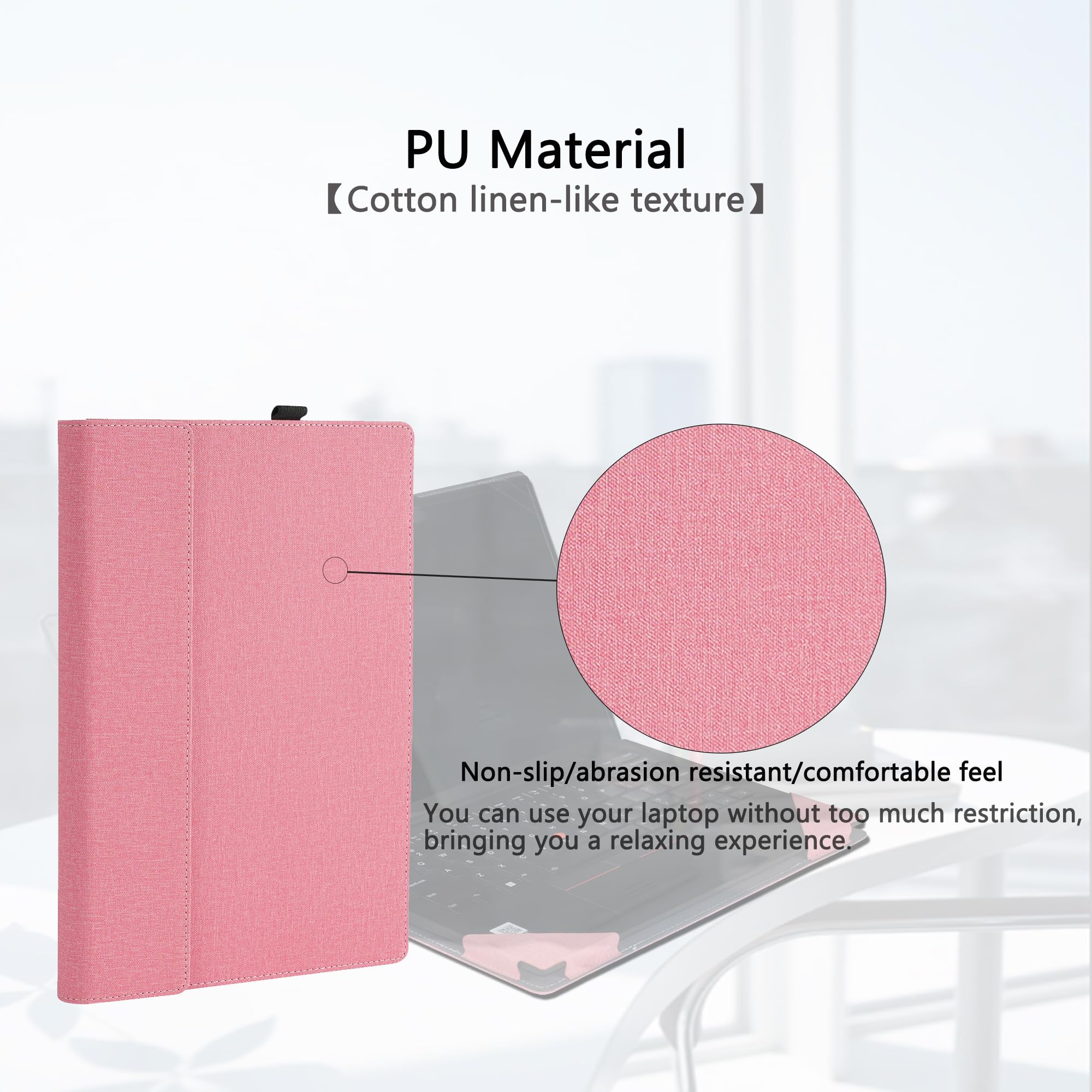 Cover Case for HP Envy x360 2-in-1 Laptop 14-FA 14z-FA & 14-fc 14t-fc &for HP Spectre x360 14-EU 14t-EU,PU Leather Protective Sleeve with Foldable Cooling Bracket (Pink)