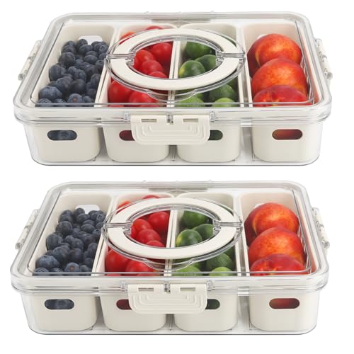 Sousnous Air-tight Divided Veggie Tray with Lid, Berry Container with Colander, Portable Fruit Keeper Box Refrigerator Organizer Bin, Fridge Produce Saver， 1 Pack
