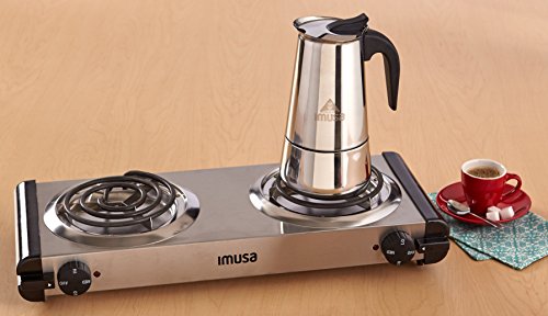 Imusa USA GAU-80312US Electric Double Burner 1750-Watts, Stainless Steel, Silver
