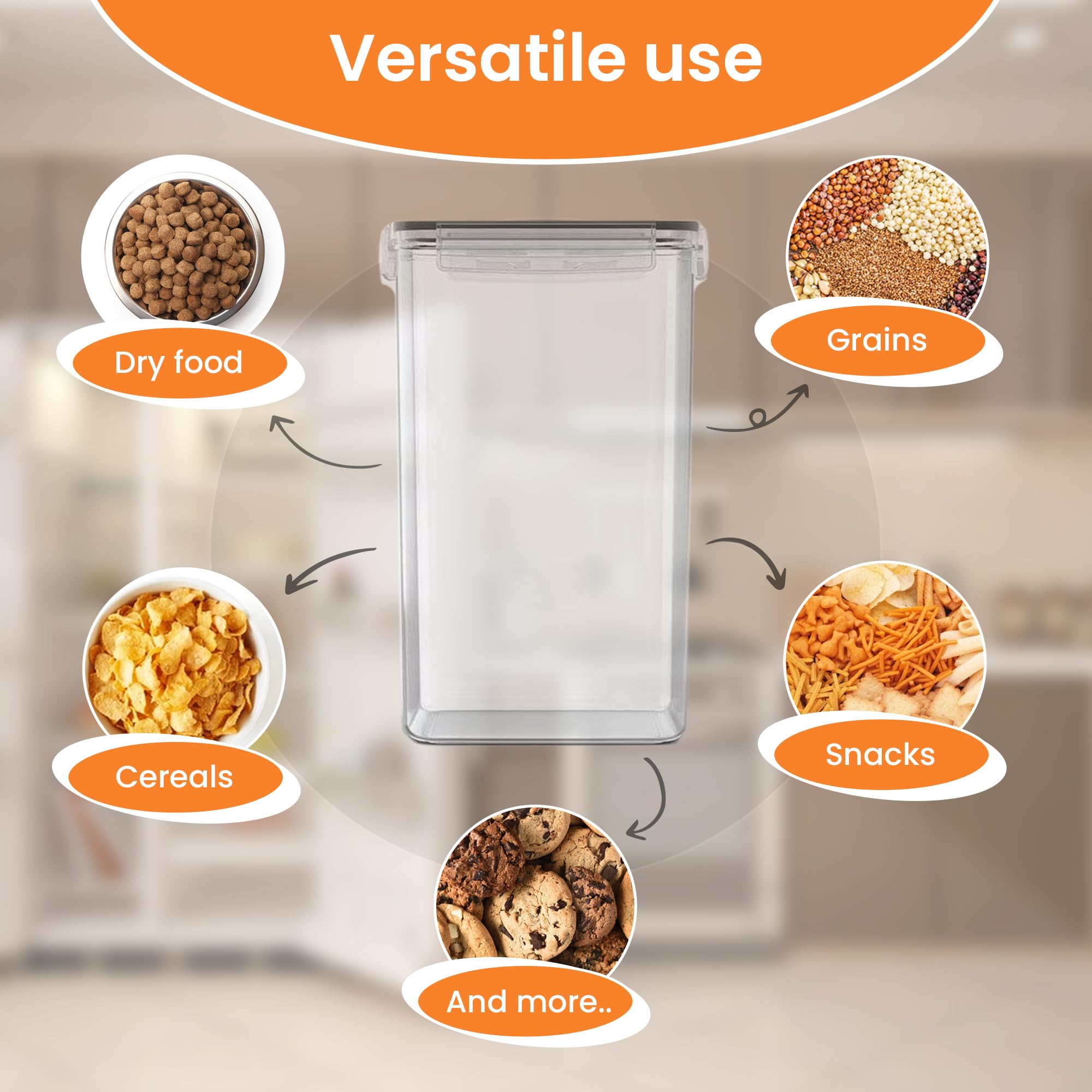 Food Storage Container Set (Pack of 2/6.5L) - Kitchen & Pantry Storage Canisters for Flour, Sugar, Baking Supplies, Cereal & Rice - Made of BPA Free Plastic - Comes with Spoons, Stickers & Marker