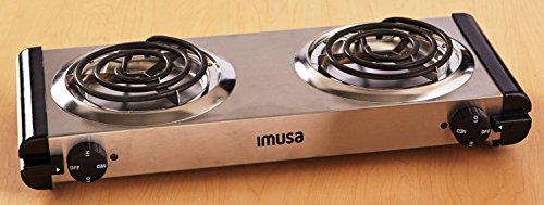 Imusa USA GAU-80312US Electric Double Burner 1750-Watts, Stainless Steel, Silver