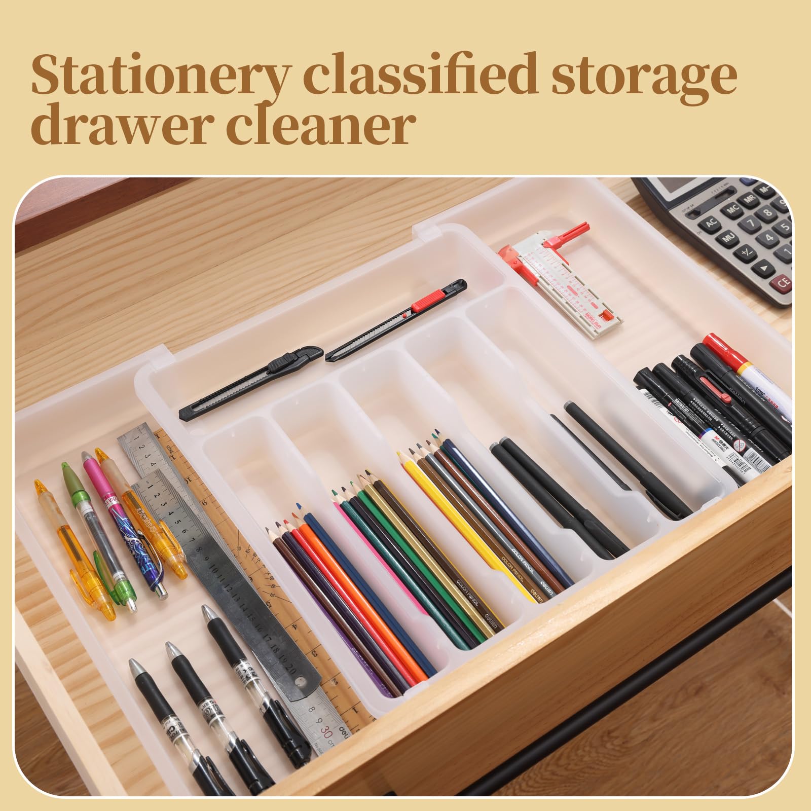 Stuozae Silverware Drawer Organizer, Expandable Utensil Tray for Kitchen, BPA Free Flatware and, pandable Utensil Tray for Kitchen Adjustable utensil drawer,With Expandable dividers