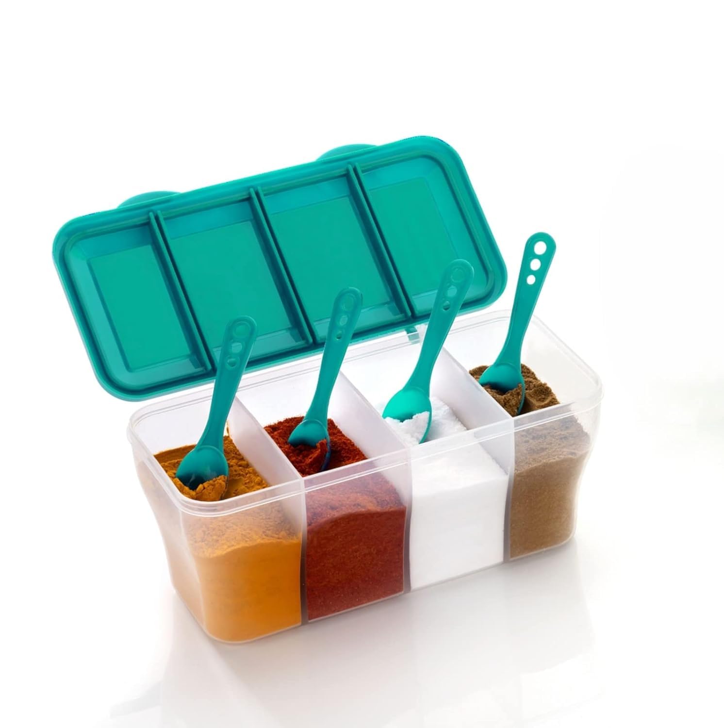 OMORTEX 4 Section Spice Box, Pickle Container, Dry Fruit Box, Vegetable Container Pack Of 1